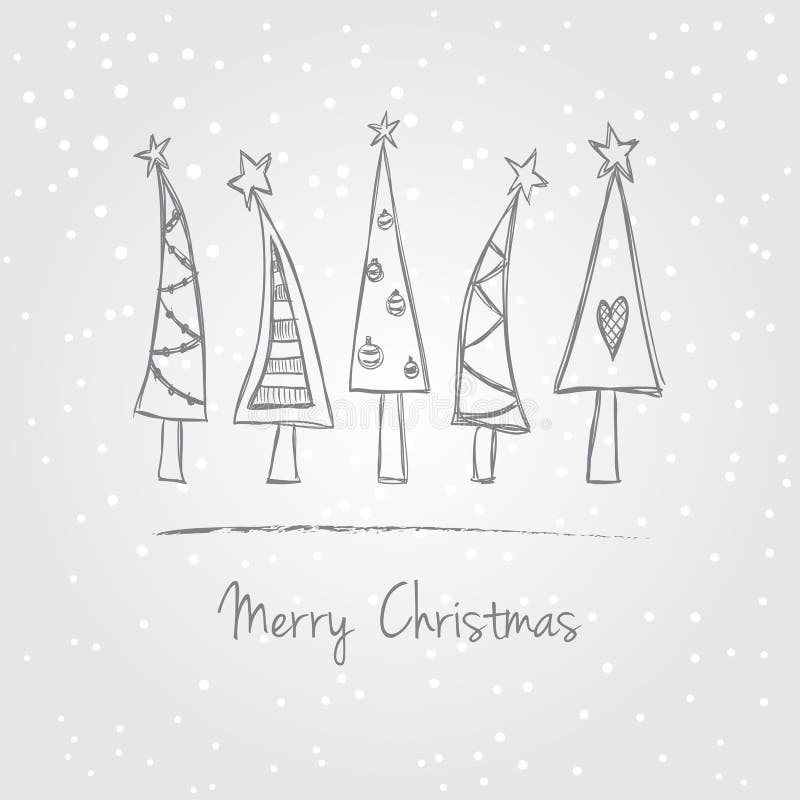 Christmas trees doodle stock illustration. Illustration of seasonal ...