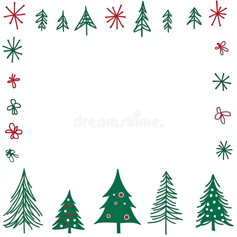 Christmas Trees Frame, Winter Holidays Border Stock Photo - Image of ...