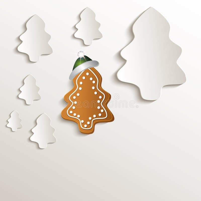 Christmas Trees Gingerbread Cap Green Natural Paper 3D Stock Vector ...
