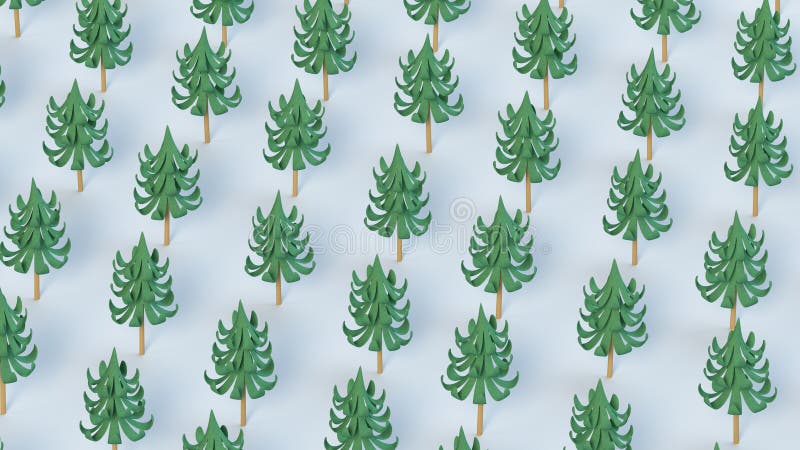 Christmas Trees Isometric Cartoon Style 3D Render Stock Illustration ...