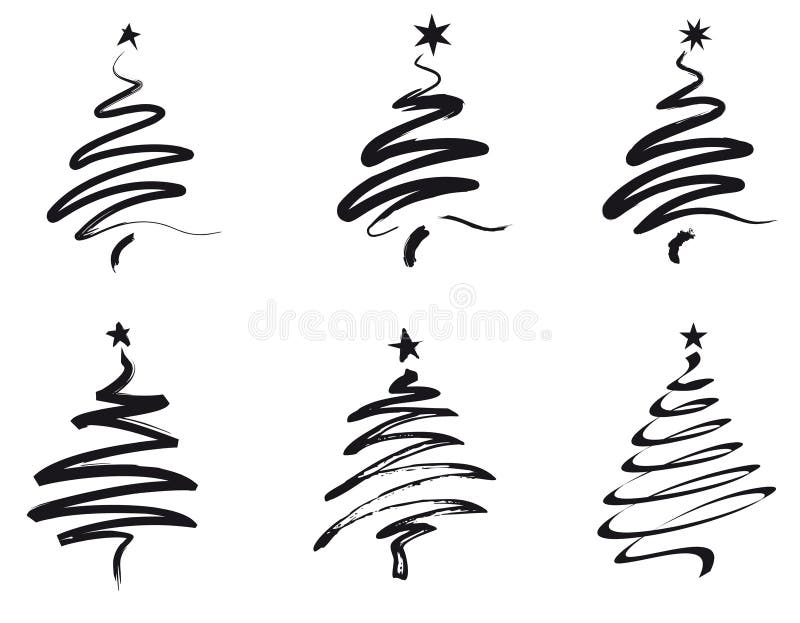 Christmas Trees, Line Illustration Stock Vector - Illustration of line ...