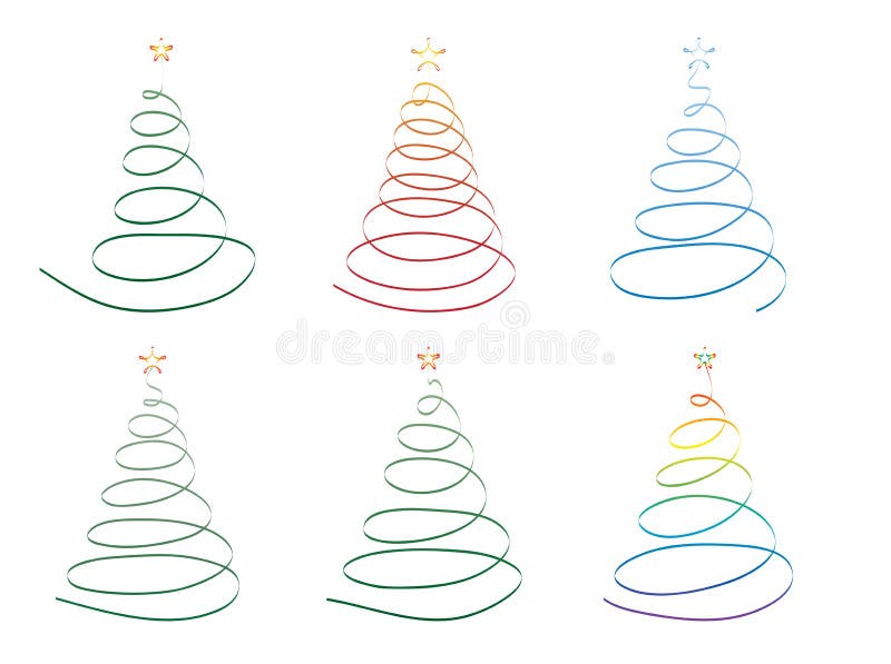 Christmas Trees Made of Ribbon Stock Vector - Illustration of blue ...