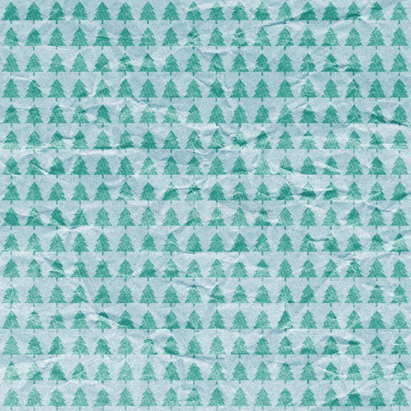 Christmas Trees Pattern on Crumpled Paper Background Stock Illustration ...