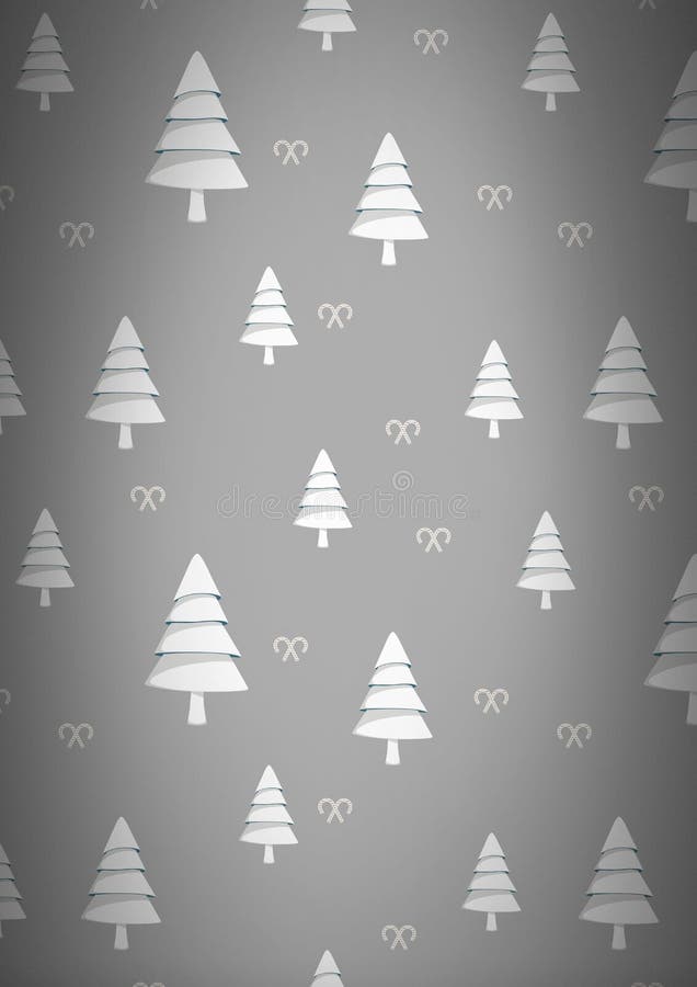 Christmas Trees Pattern on Grey Background Stock Illustration ...