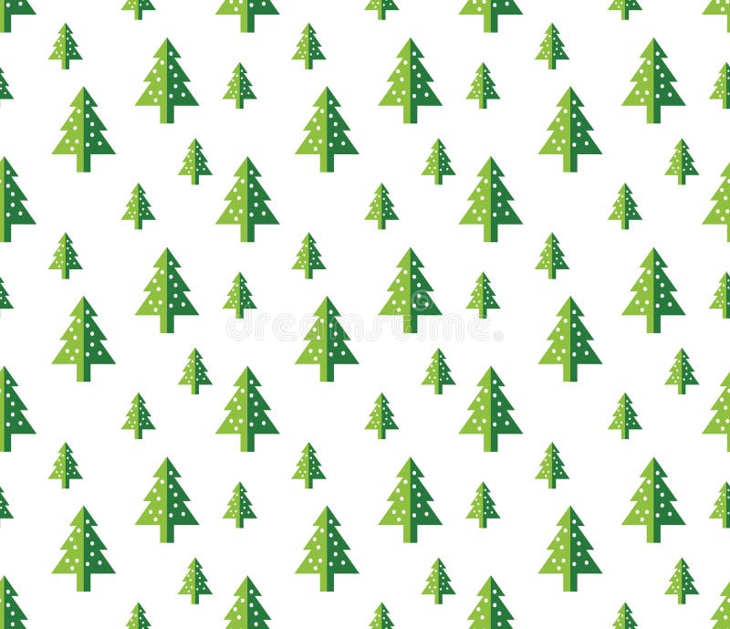 Seamless Simple Trees Pattern on White Background. Icon and Symbol ...