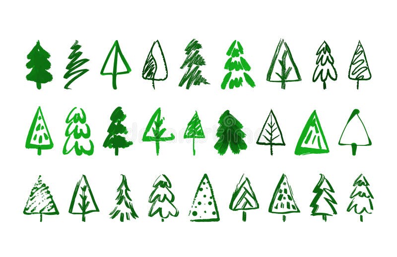 Christmas Trees. Sketch a Doodle Pine Tree Stock Vector - Illustration ...