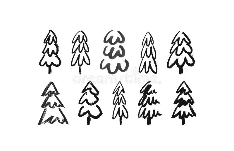 Christmas Trees. Sketch a Doodle Pine Tree Stock Vector - Illustration ...