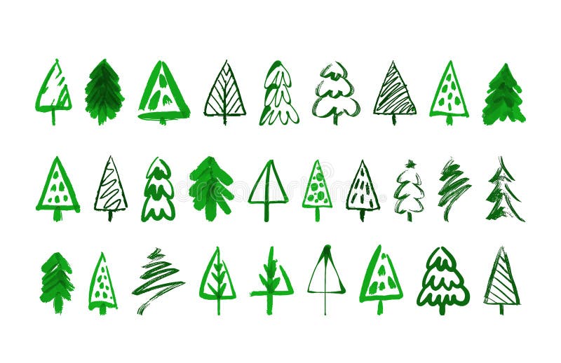 Christmas Trees. Sketch a Doodle Pine Tree Stock Vector - Illustration ...