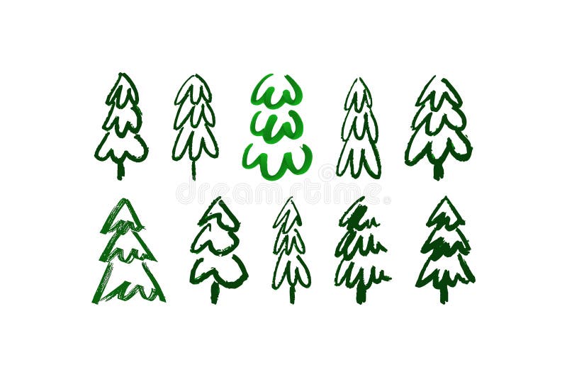 Christmas Trees. Sketch a Doodle Pine Tree Stock Vector - Illustration ...