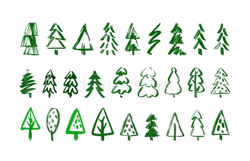 Christmas Trees. Sketch a Doodle Pine Tree Stock Vector - Illustration ...