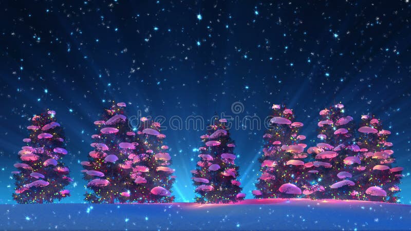 Christmas Trees and Snow (Animation Loop) Stock Footage - Video of loop ...