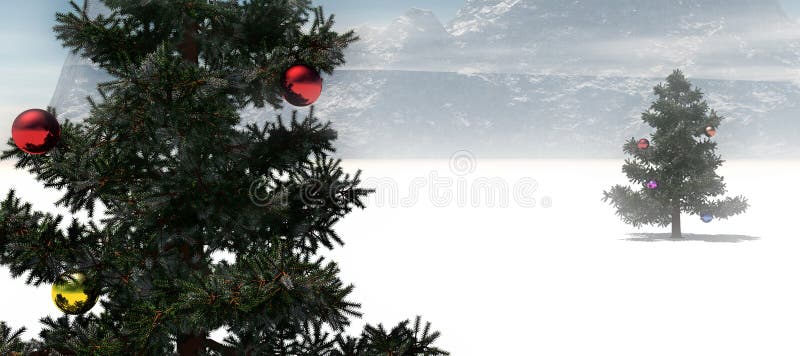 Snowy Christmas landscape stock illustration. Illustration of branches ...