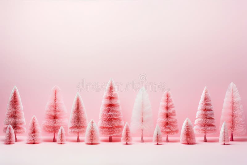 Christmas Trees in Soft Pastel Colors Style Background Stock ...