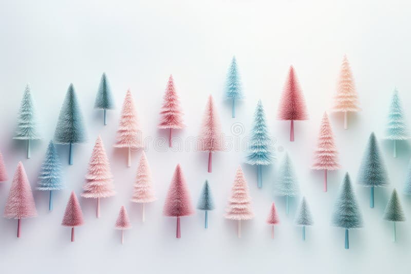 Christmas Trees in Soft Pastel Colors Style Background Stock ...