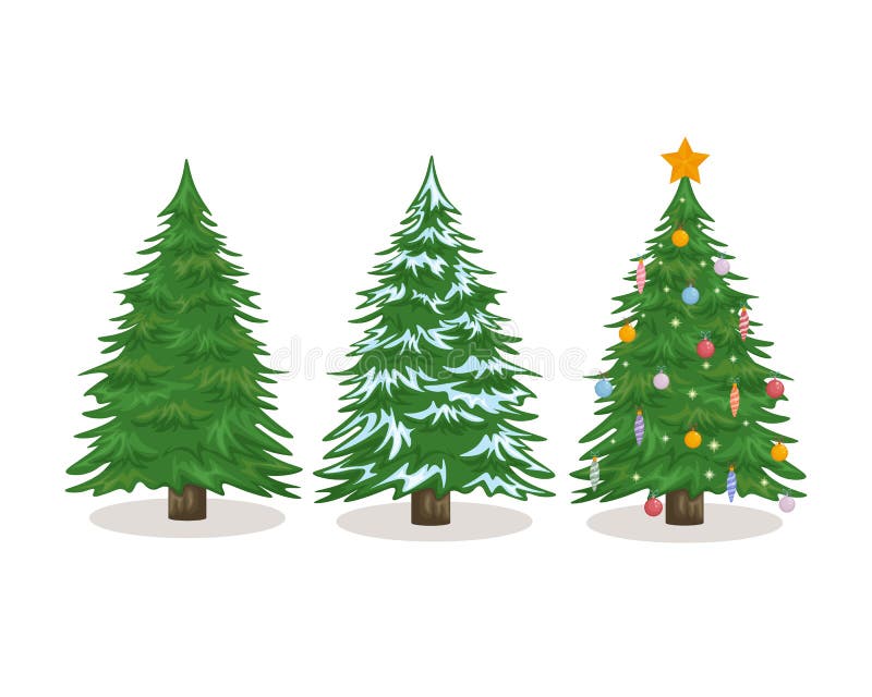 Christmas Trees. Three Christmas Trees Decorated with Christmas Balls ...