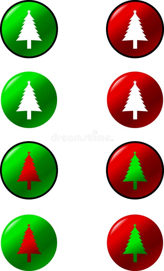 Christmas Trees Vector Buttons Stock Vector - Illustration of shiny ...