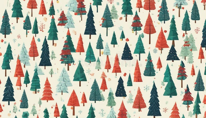 Christmas Trees, Winter, Dear Pattern Illustration, Bacground Pattern ...
