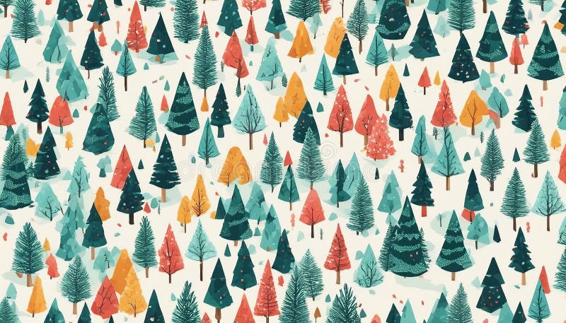Christmas Trees, Winter, Dear Pattern Illustration, Bacground Pattern ...