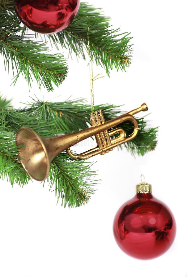 Christmas trumpet stock photo. Image of isolated, ball - 11382266