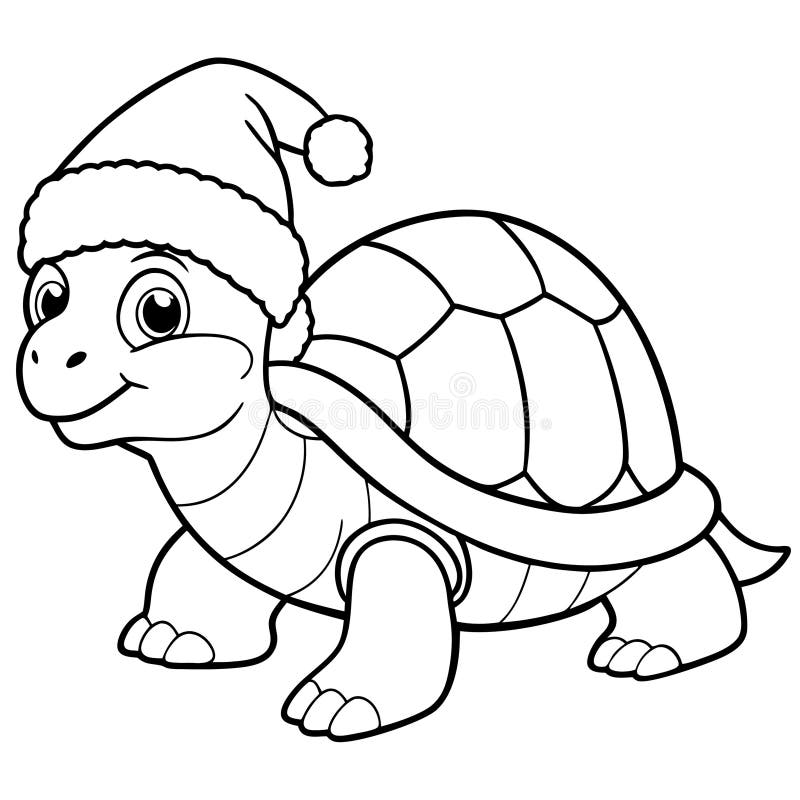 Christmas Turtle Wearing a Santa Claus Hat in the Snow Stock Vector ...