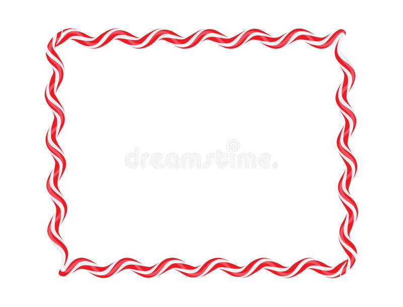 Christmas Twisted Lollipops. Rectangular Wavy Frame with Red and White ...