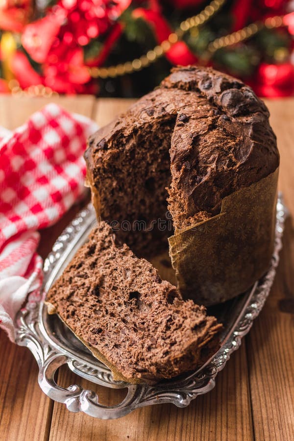 Fresh chocolate panettone stock photo. Image of sponge - 202842488