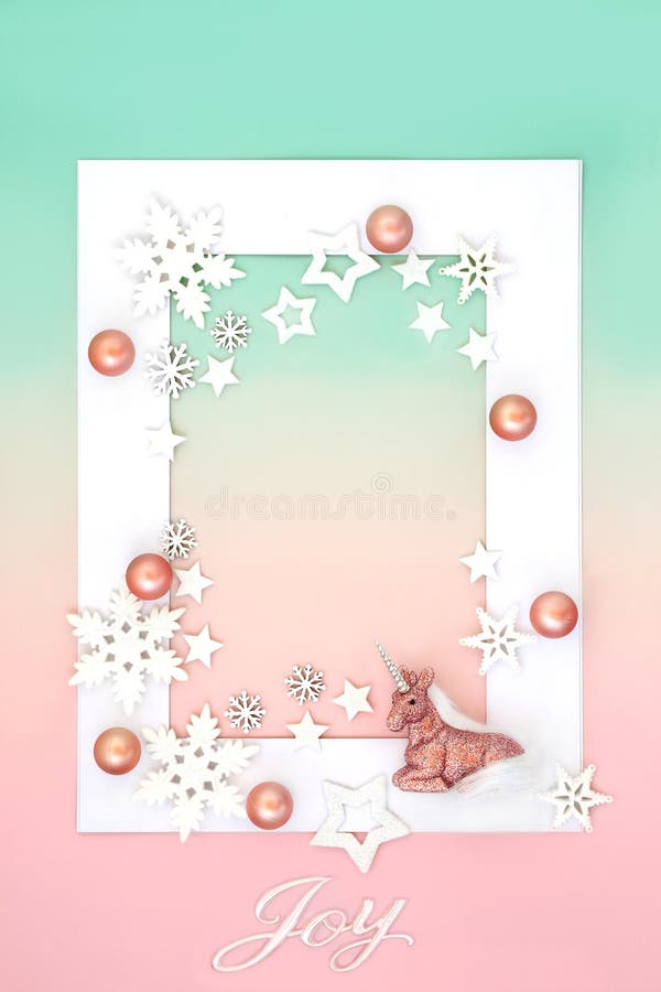Christmas Unicorn Mythical Joy Background Festive Border Stock Image ...