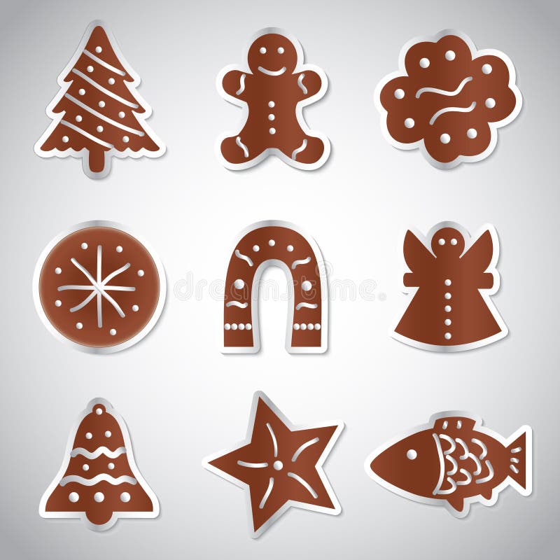 Christmas Various Gingerbread Symbols Set Stock Vector - Illustration ...