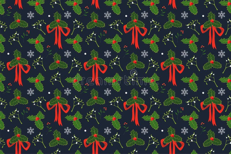Christmas Vector Pattern on Dark Blue Background Stock Vector ...