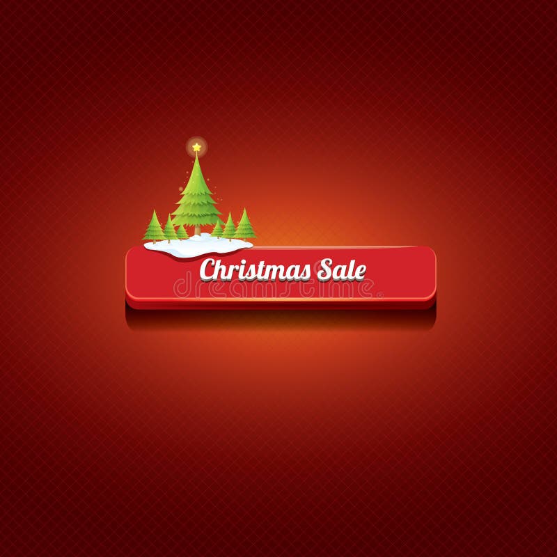 Christmas Vector Red Button with Christmas Tree Stock Vector ...