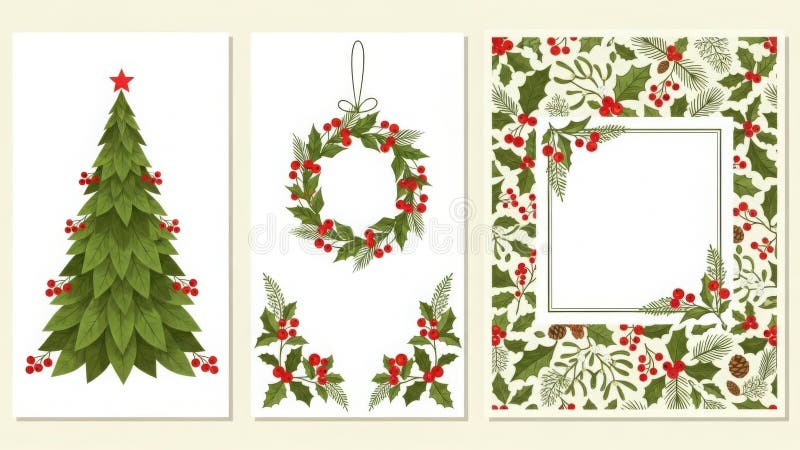 Vector Christmas Holly Wreath Stock Illustrations – 29,570 Vector ...