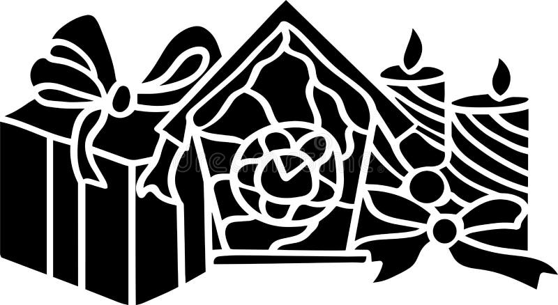 Christmas Vector Stencil, Black and White Stock Vector - Illustration ...