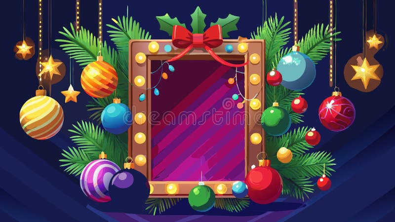 Christmas Vertical Frame Decorated with Colorful Balls and Glowing ...