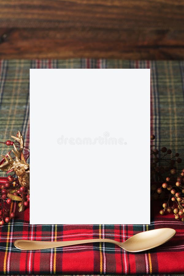 Christmas Vertical Menu, on Fabric Red Checkered Stock Image - Image of ...