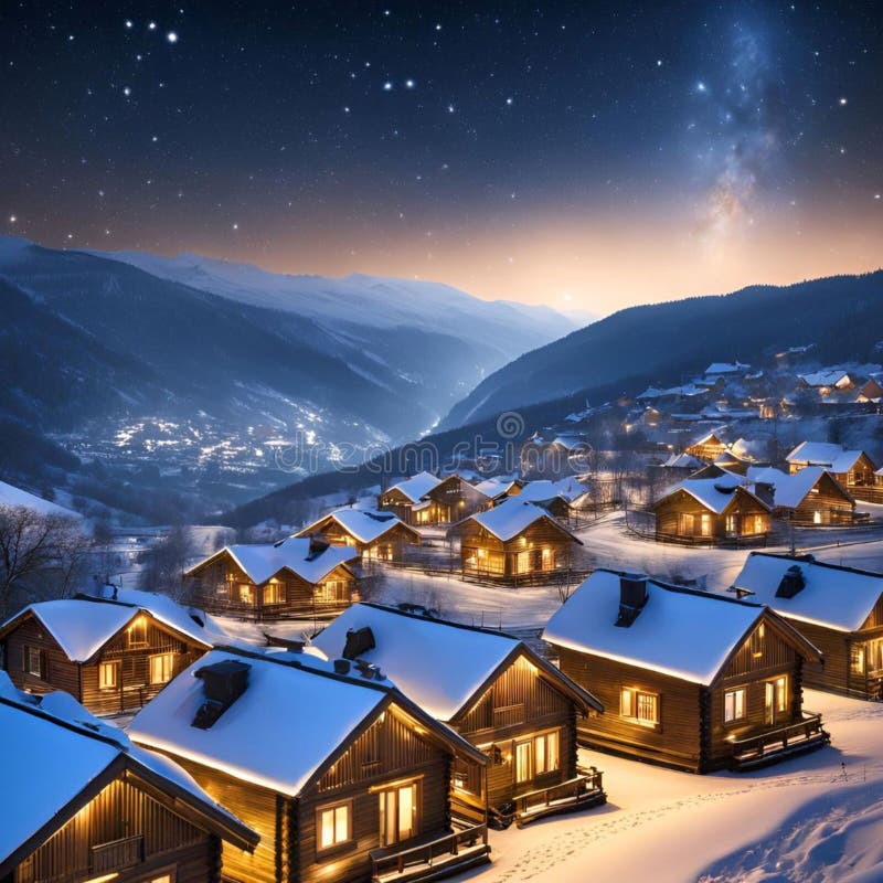 Christmas village valley stock illustration. Illustration of snow ...