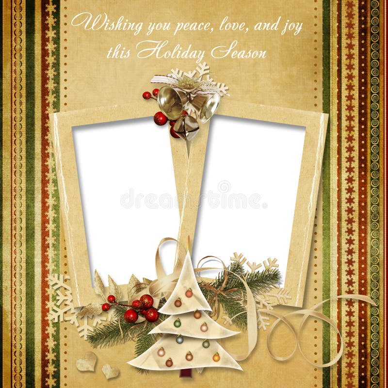 Christmas Vintage Greeting Frame with the Wishes Stock Illustration ...