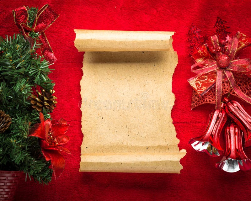 Christmas Vintage Scroll on Red Background Stock Image - Image of ...