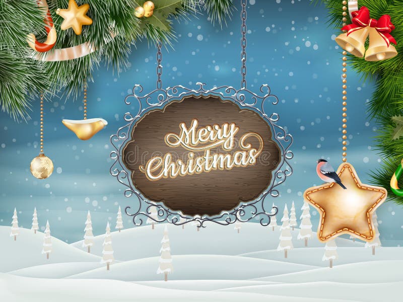 Christmas Vintage Signboard Eps 10 Stock Vector Illustration Of