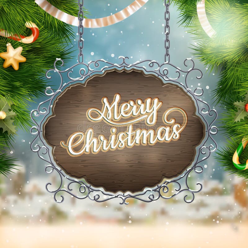 Christmas Vintage Signboard Eps 10 Stock Vector Illustration Of Card