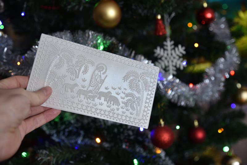 Wafer and Christmas Tree in Background Stock Photo - Image of poland ...