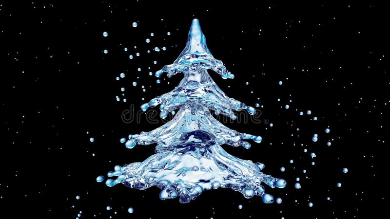 Christmas Water Splash Tree on Blue Background Stock Photo - Image of ...