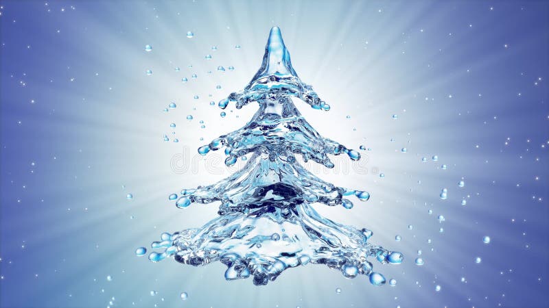 Christmas Water Splash Tree on Blue Background Stock Illustration ...