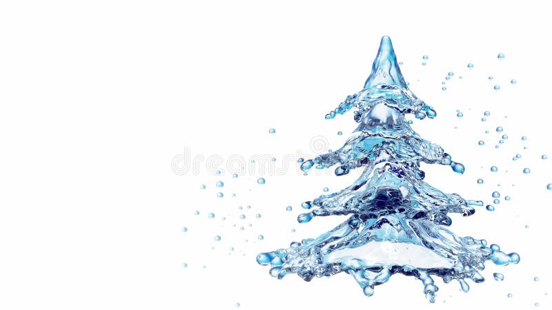 Christmas Water Splash Tree Isolated on White Stock Image - Image of ...