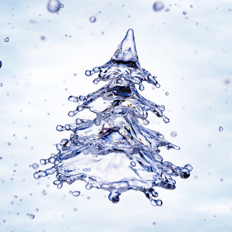 Christmas Water Splash Tree Isolated on White Stock Illustration ...