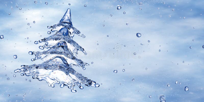 Christmas Water Splash Tree Isolated on White Stock Illustration ...