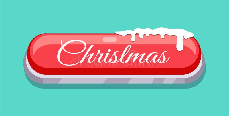 Christmas Web Button Covered with Snow Vector Icon Stock Vector ...