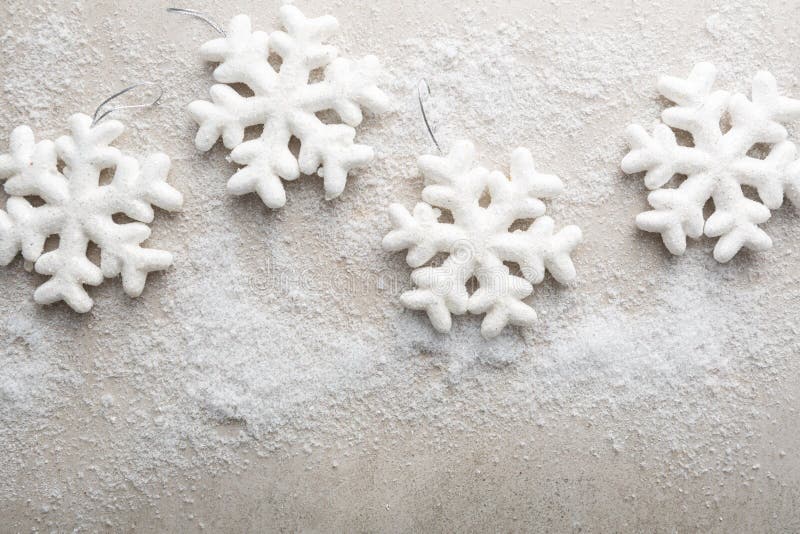 Christmas White Snowflake Decor Top View Winter Concept Stock Image ...