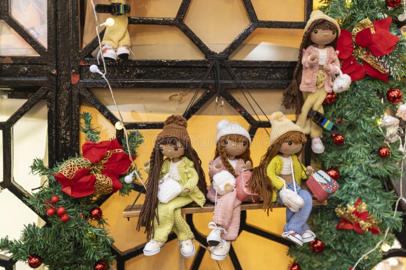 Christmas window display. stock image. Image of branches - 346886661