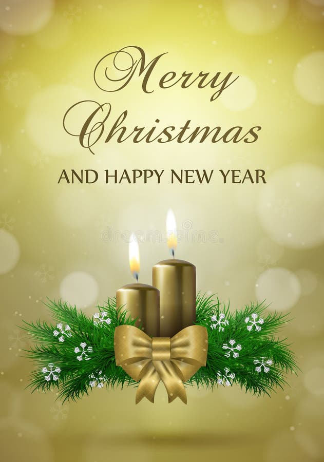 Christmas Wish Card with Candles in Gold Vector Stock Vector ...