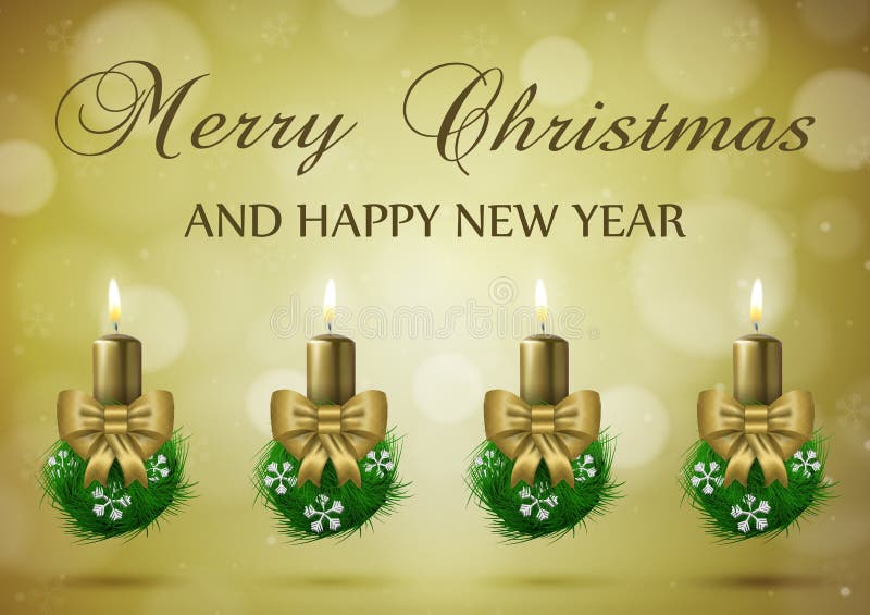 Christmas Wish Card with Candles in Gold Vector Stock Vector ...